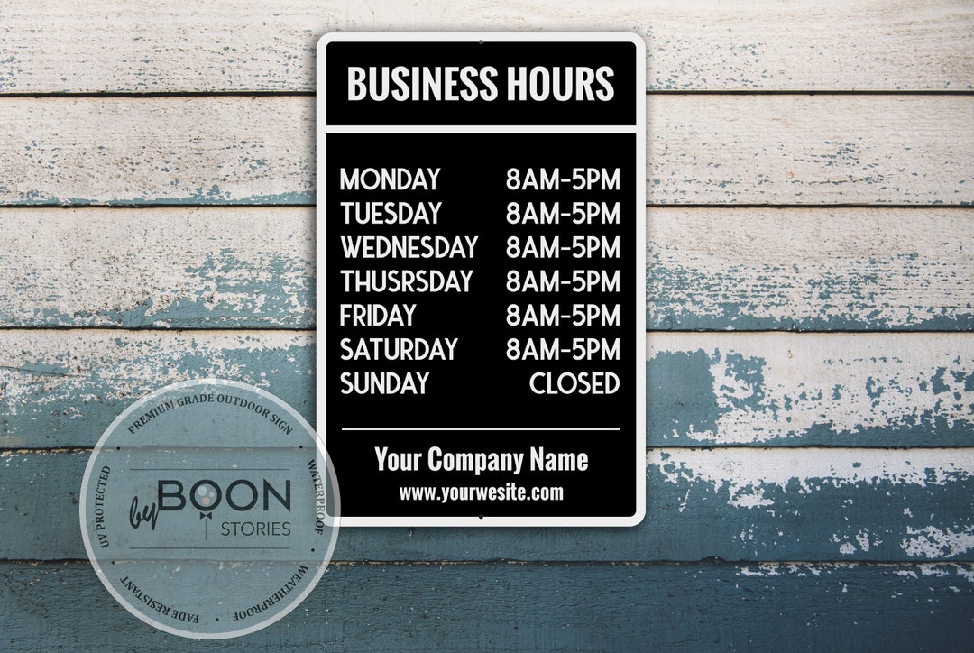 Custom Business Hours Sign: Metal Store Opening Times - Etsy