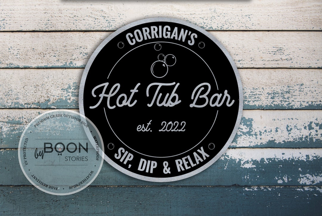 Custom Hot Tub Bar Sign | Round Hot Tub Bar Sign | Hot Tub Sign ...