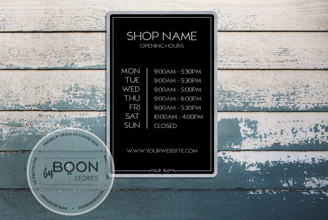 Opening Hours Sign | Business Hour Sign | Custom Store Hours Sign ...