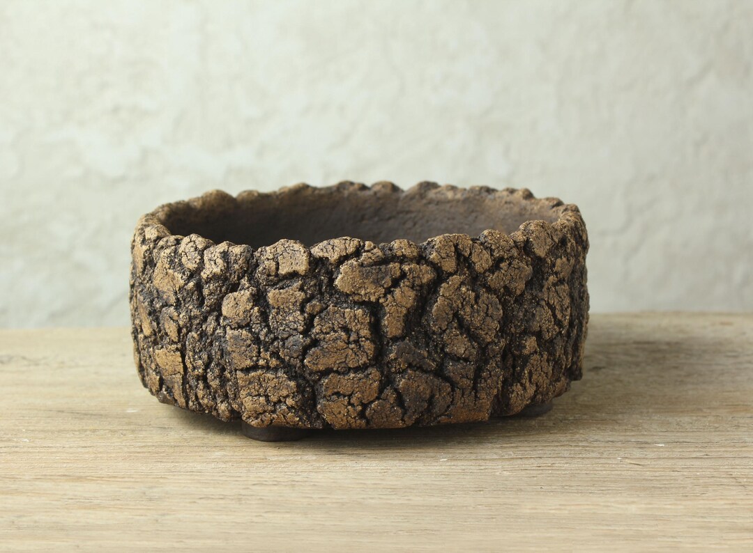 Low Pot for Bonsai, Lithops, Rustic Natural-looking Pot / Organic Pot ...