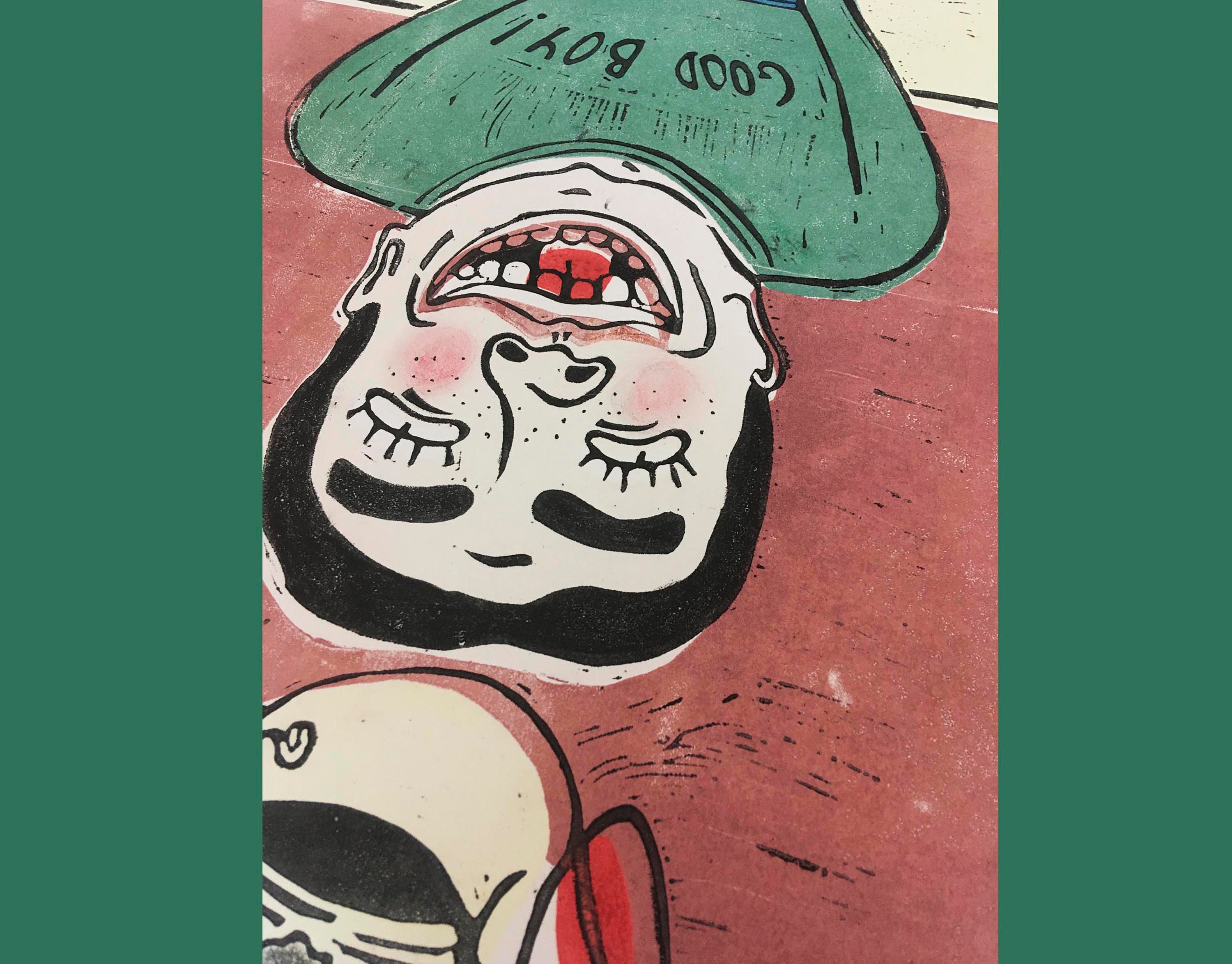 Linocut A3 good Boy Linocut Print - Etsy