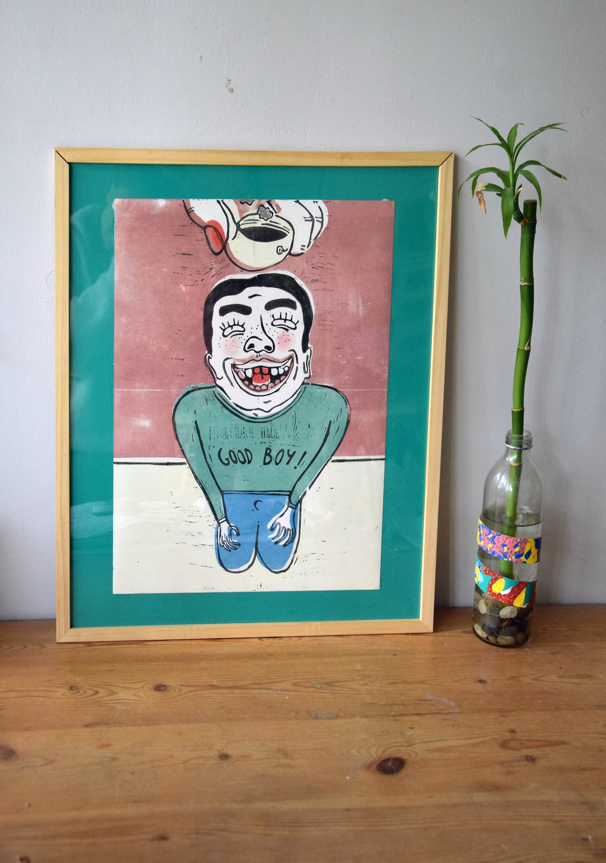 Linocut A3 good Boy Linocut Print - Etsy