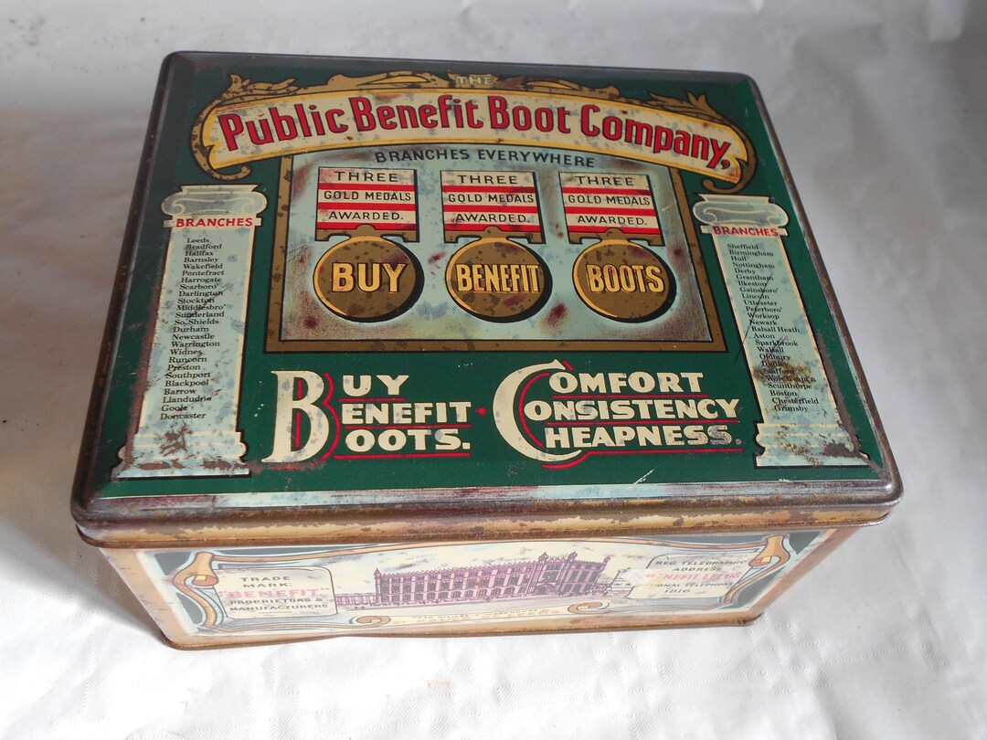 Vintage Tin Box Public Benefit Boot Company Leeds 1910s - Etsy