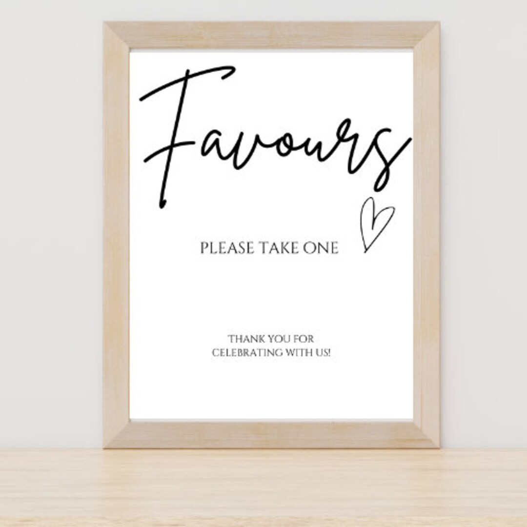 Printable Minimalist Wedding Favours Cards ,wedding DIY, Event Sign ...