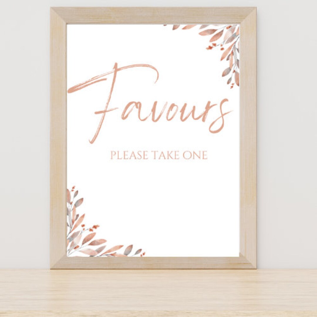 Printable Minimalist Wedding Favours Cards ,wedding DIY, Event Sign ...