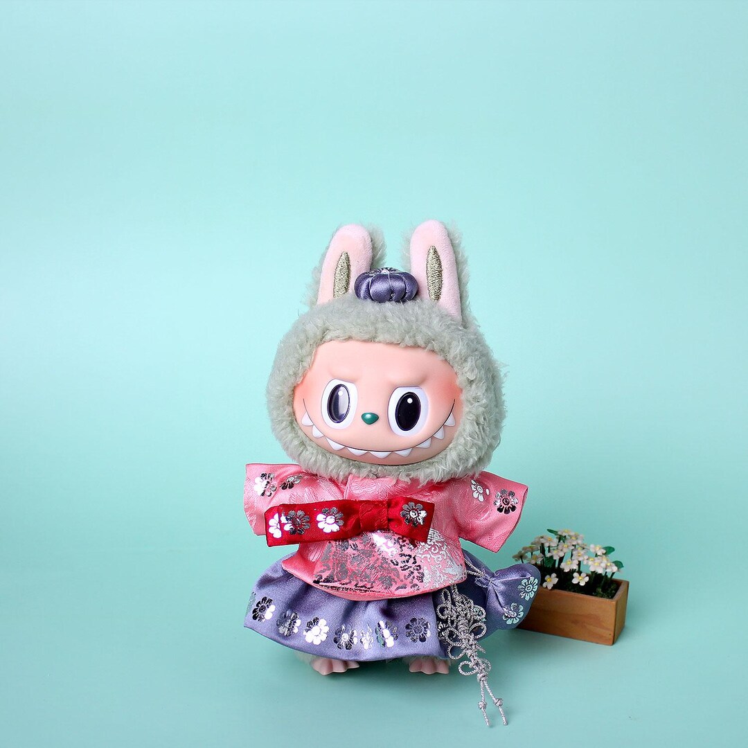 Labubu Doll Dress Set_ Korean Traditional Hanbok_ Pinkgray 2 - Etsy