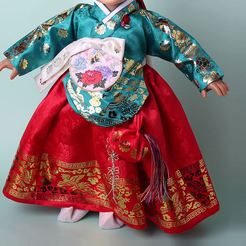 18inch Doll Hanbok Dress Set_ Korean Traditional Hanbok_ Greenyellow ...