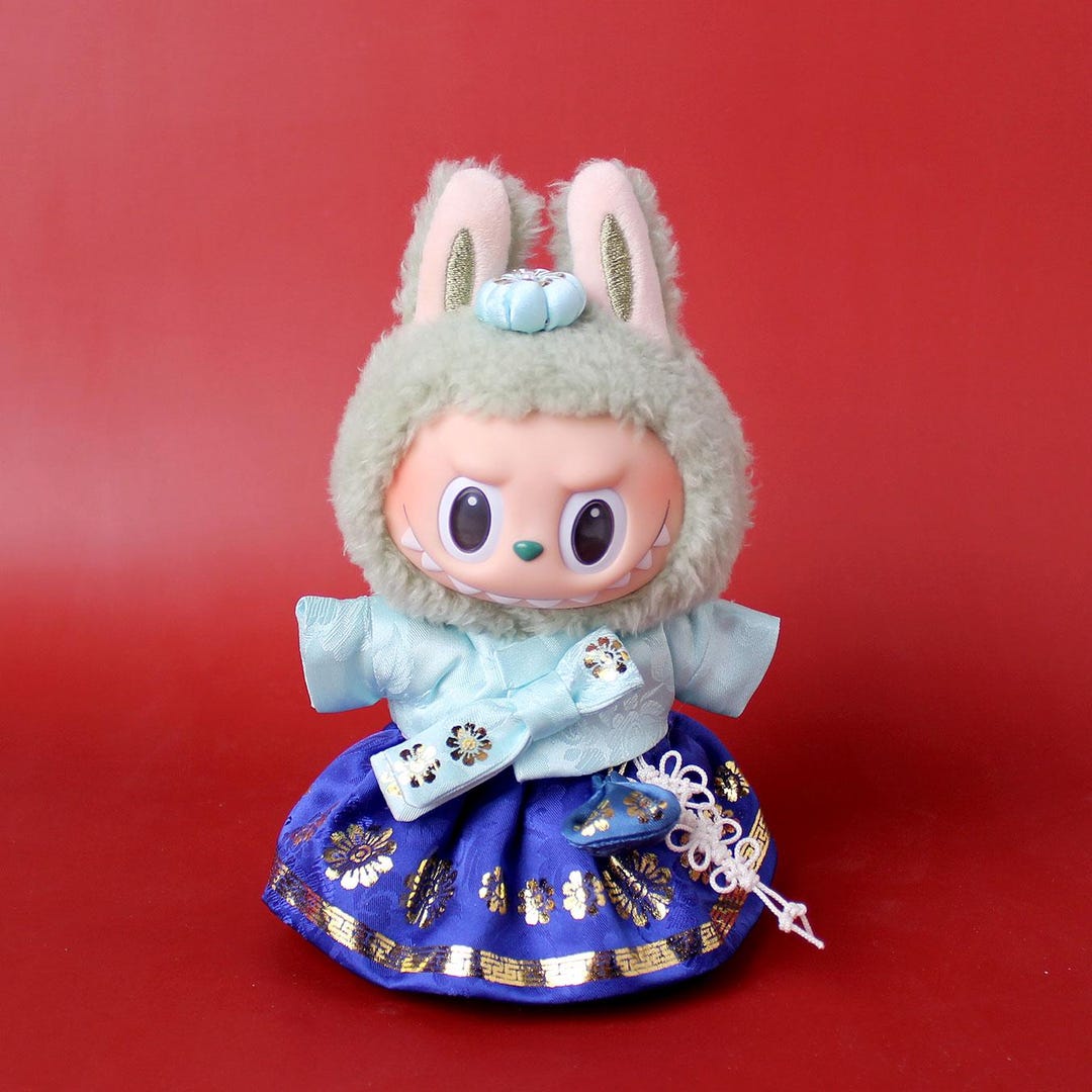 Labubu Doll Dress Set_ Korean Traditional Hanbok_ Blueblue 1 - Etsy