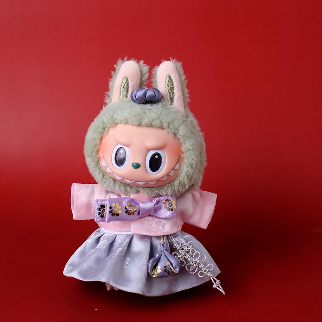 Labubu Doll Dress Set_ Korean Traditional Hanbok_ Pinkgray 1 - Etsy