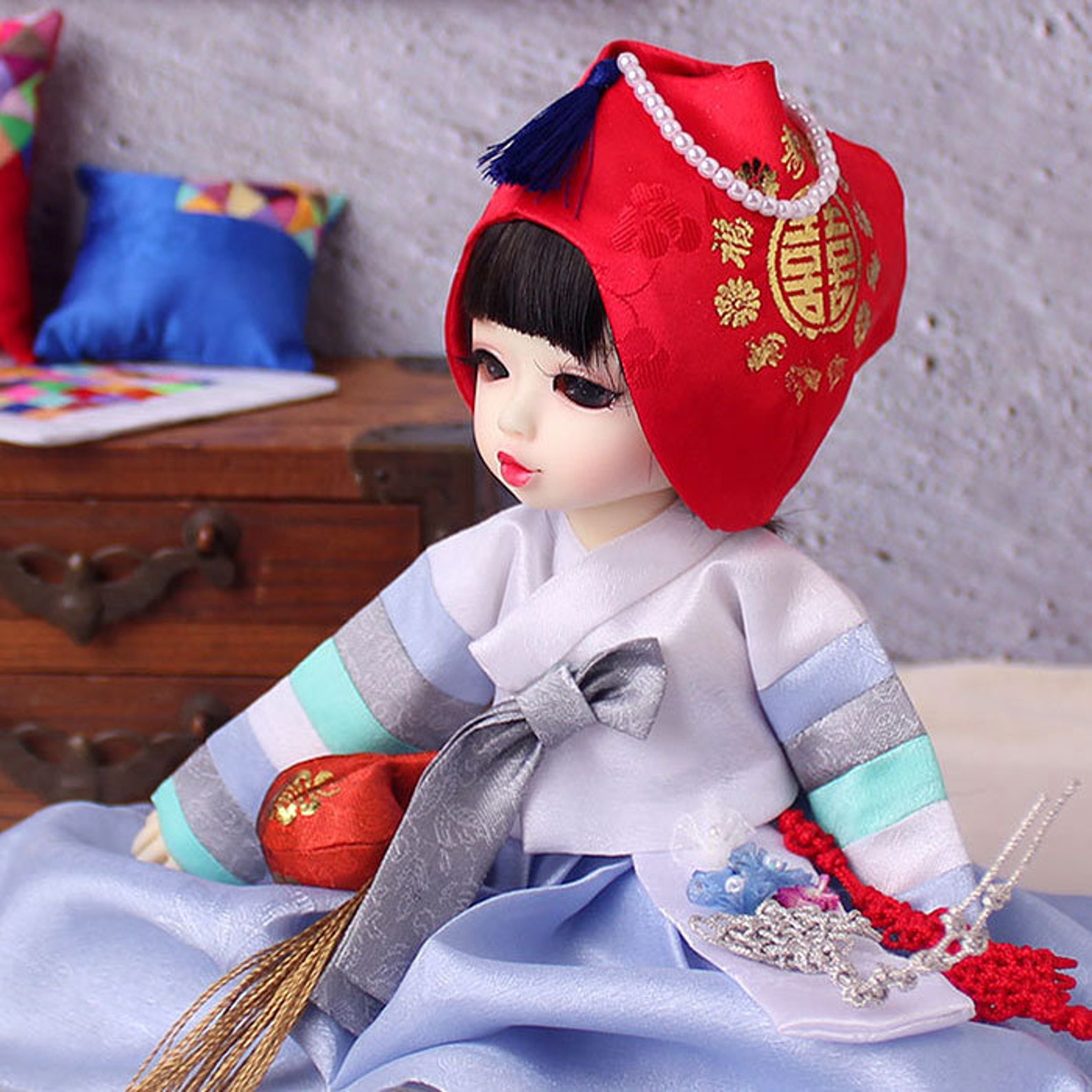 Bjd Hat-usddoll-korean Traditional Hat-jobawi-black or Red - Etsy