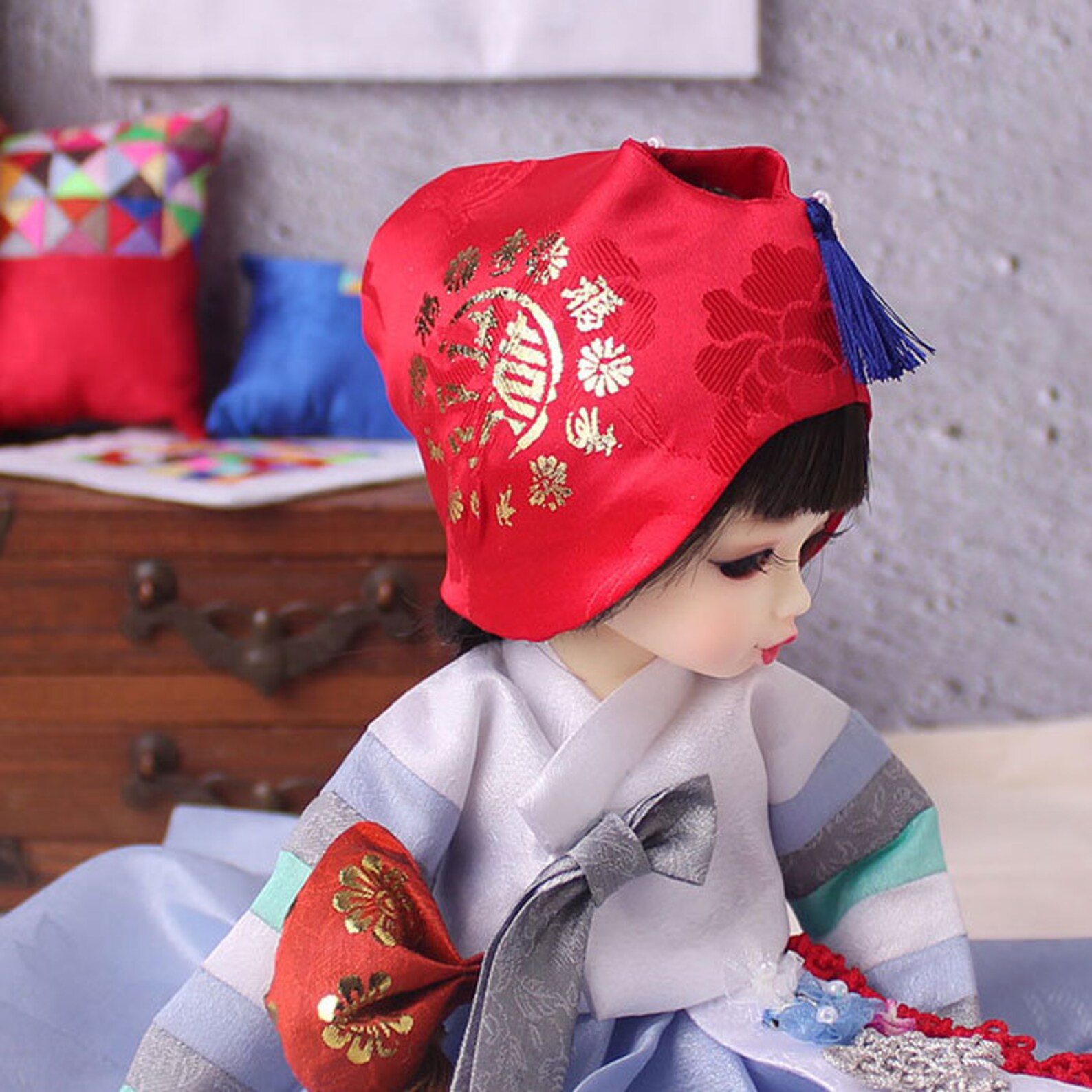 Bjd Hat-usddoll-korean Traditional Hat-jobawi-black or Red - Etsy
