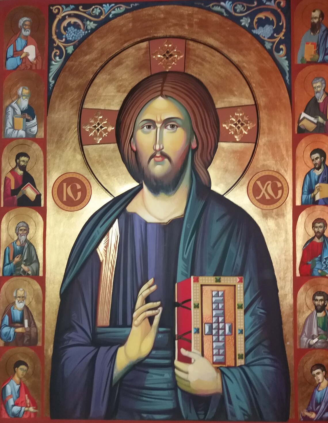 Icon of Jesus Christ and 12 Apostles, Made to Order, Orthodox Painting ...