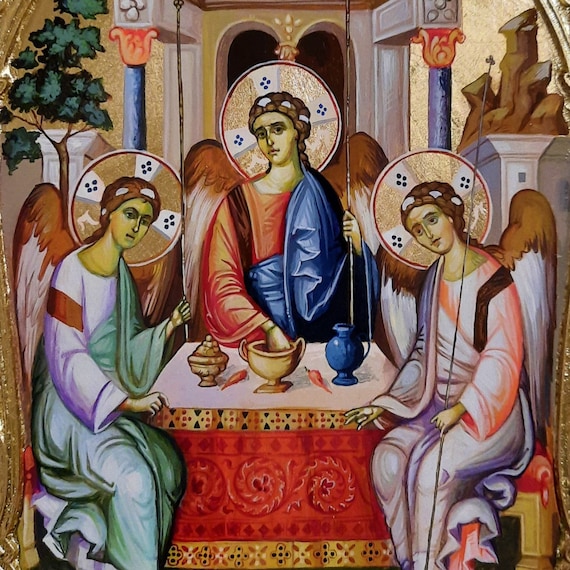 HOLY TRINITY Byzantine Style Icon Hand Painted 24.5 X 39 - Etsy