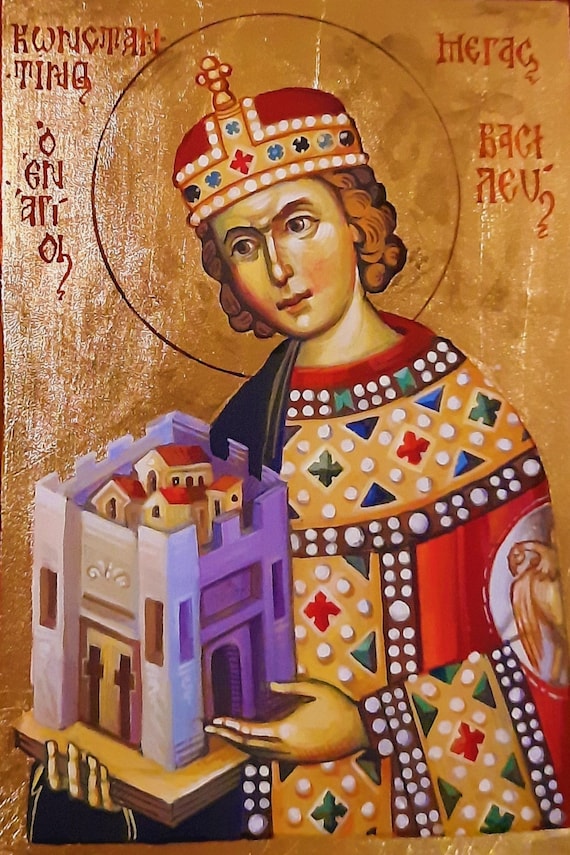 Saint Constantine the Great Byzantine Style Icon 20 X 30 Cm - Etsy