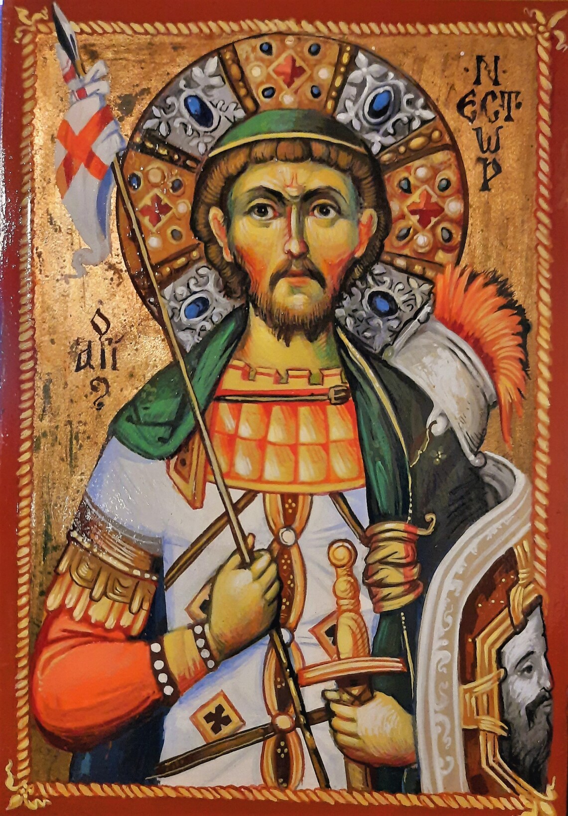 SAINT NESTOR, Byzantine Style Icon, 21 X 14.5 Cm, Christian Orthodox ...