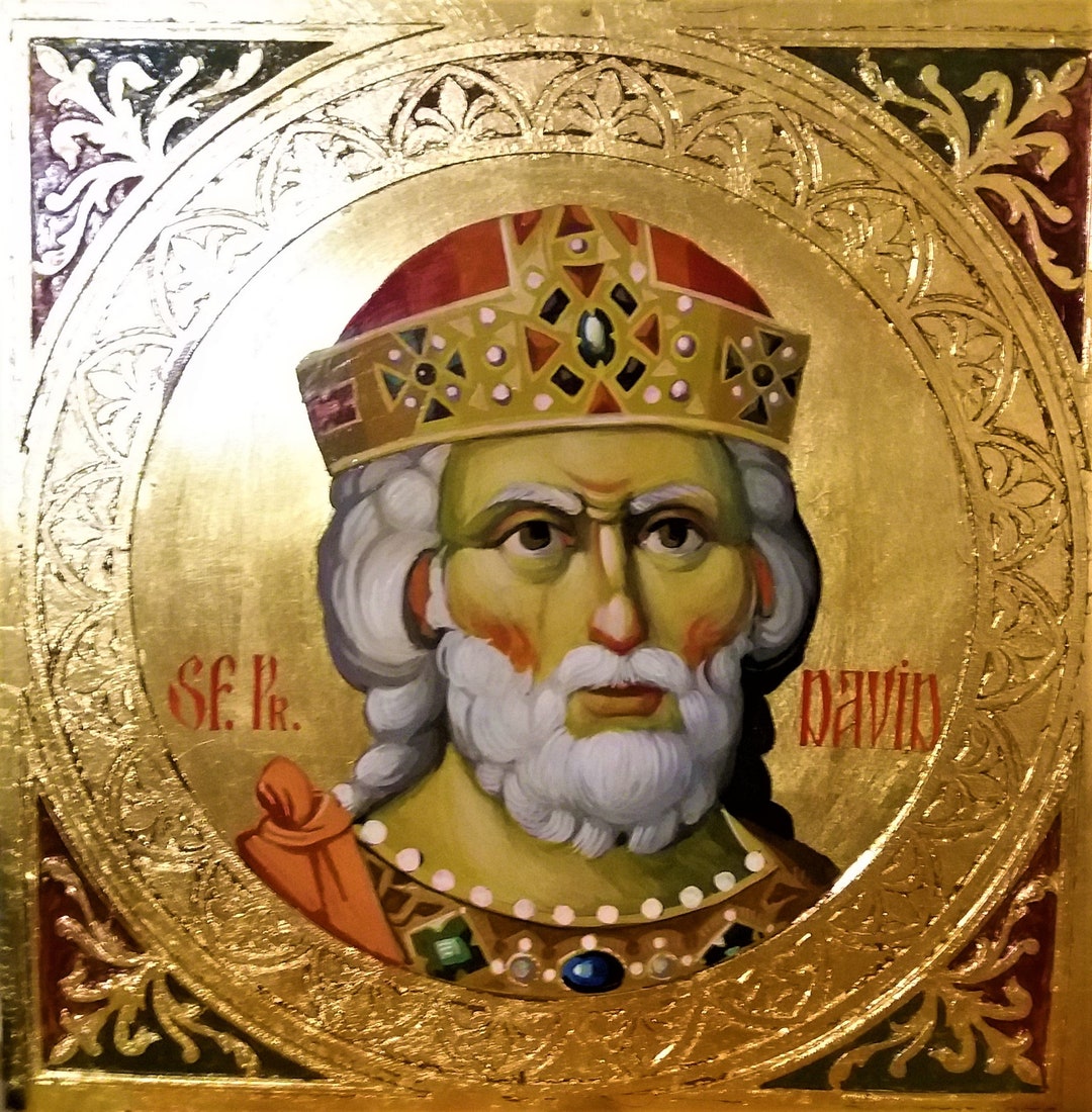 Byzantine Icon of Saint David the Prophet, 30 X 30 Cm. Christian ...