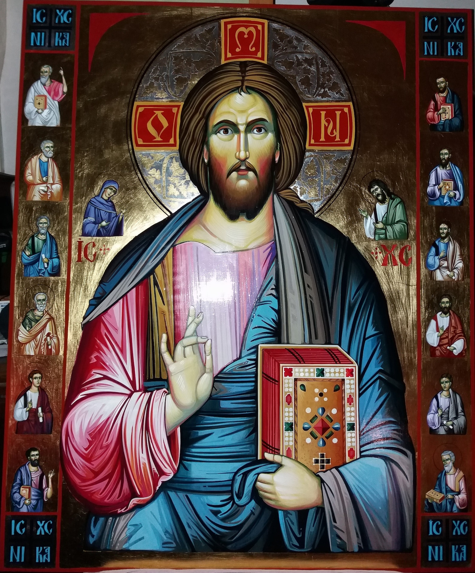 Icon of Jesus Christ and 12 Apostles, Made to Order, Orthodox Painting ...