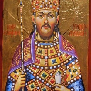 Saint Stefan Dusan, Tsar Stefan Dušan the Mighty, Byzantine Style Icon ...