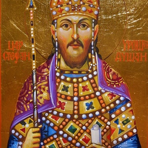 Saint Stefan Dusan, Tsar Stefan Dušan the Mighty, Byzantine Style Icon ...