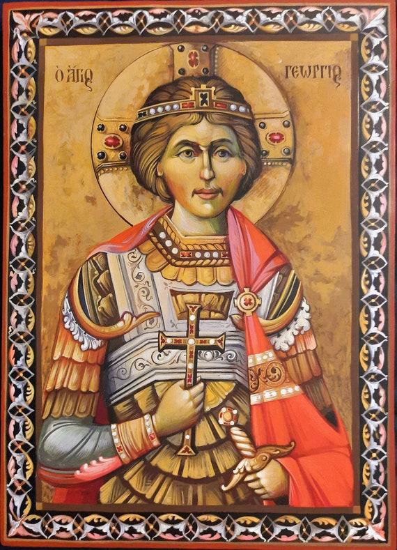 Saint George Byzantine Icon George of Lydda 30 X 42 X 3.3 - Etsy