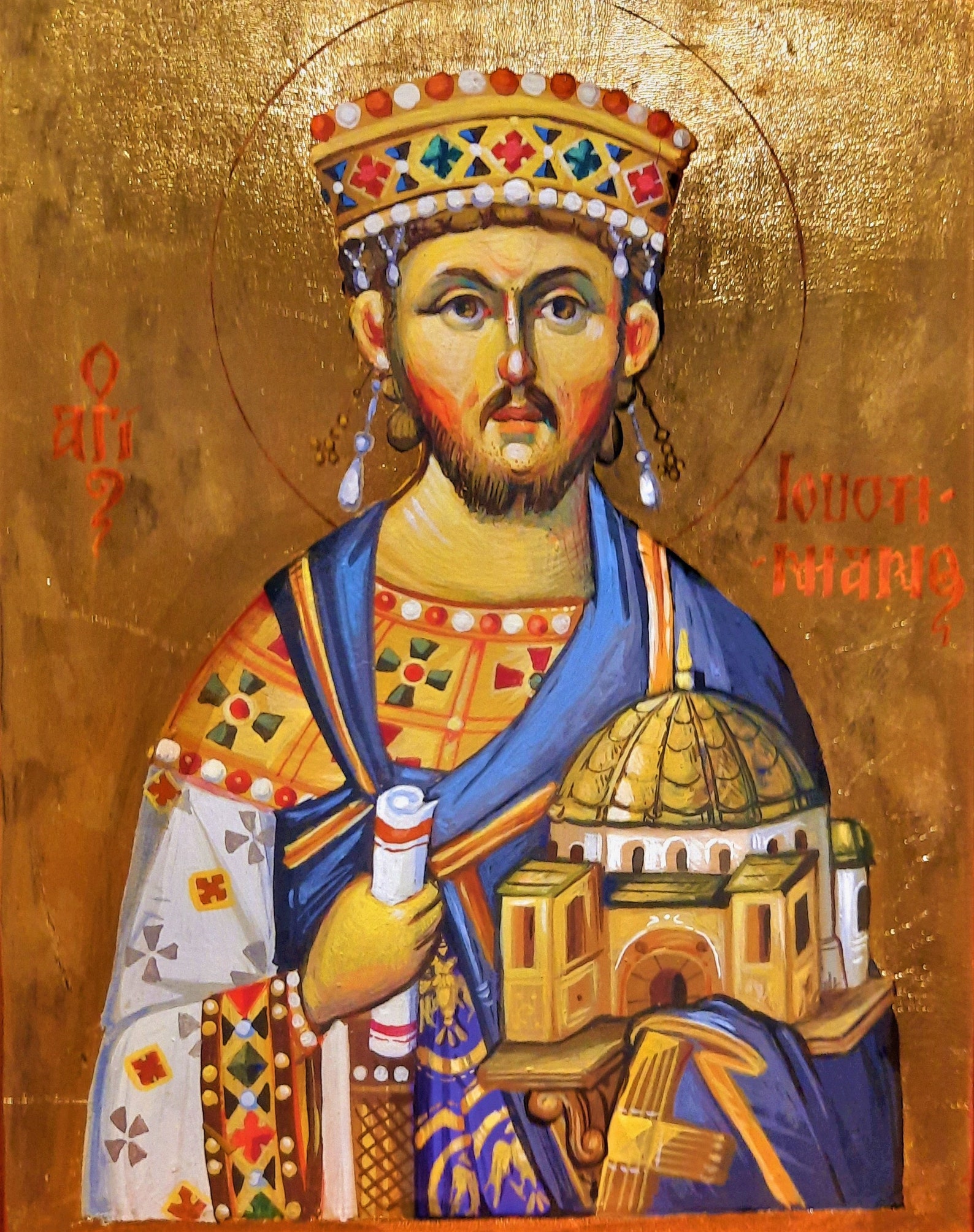 Saint Justin, Saint Justinian the Emperor, Byzantine Style Icon, MADE ...
