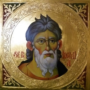 Byzantine Icon of Saint Jeremiah the Prophet, 30 X 30 Cm. Christian ...