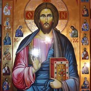 Icon of Jesus Christ and 12 Apostles, Made to Order, Orthodox Painting ...