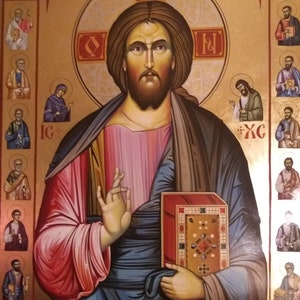 Icon of Jesus Christ and 12 Apostles, Made to Order, Orthodox Painting ...