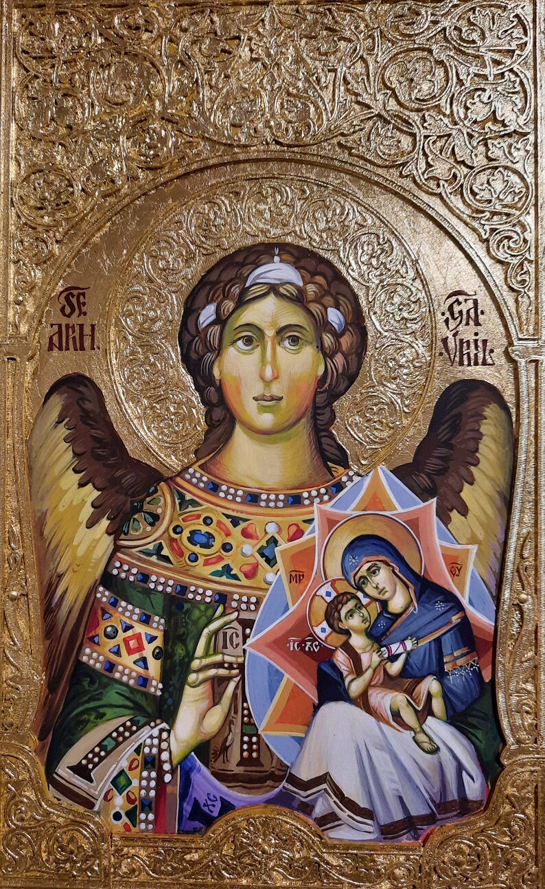 HOLY TRINITY, Byzantine Style Icon, Hand Painted, 24.5 X 39 Cm, Bas ...