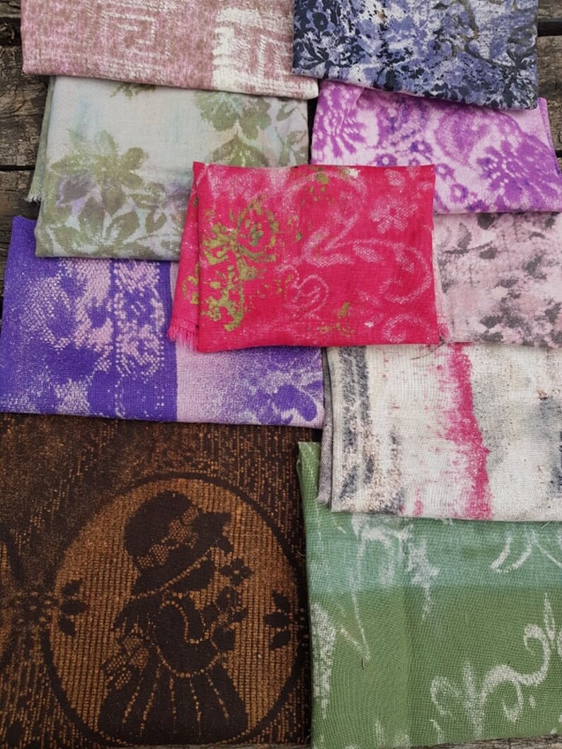 Discharged and Printed Pack of Natural Linen Linen Bundle | Etsy