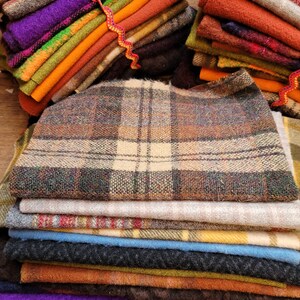 AUTUMN and Check, 12 Pieces Boiled Wool ,FABRICS REMNANTS , Samples for ...