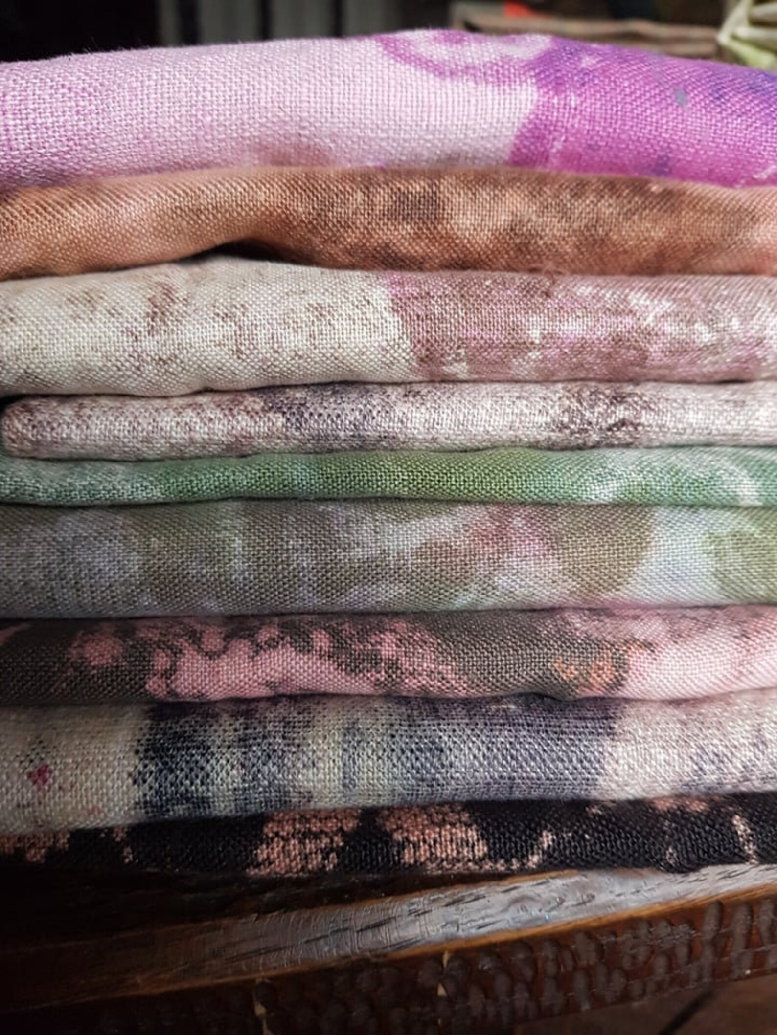 Discharged and Printed Pack of Natural Linen, Linen Bundle, Linen ...