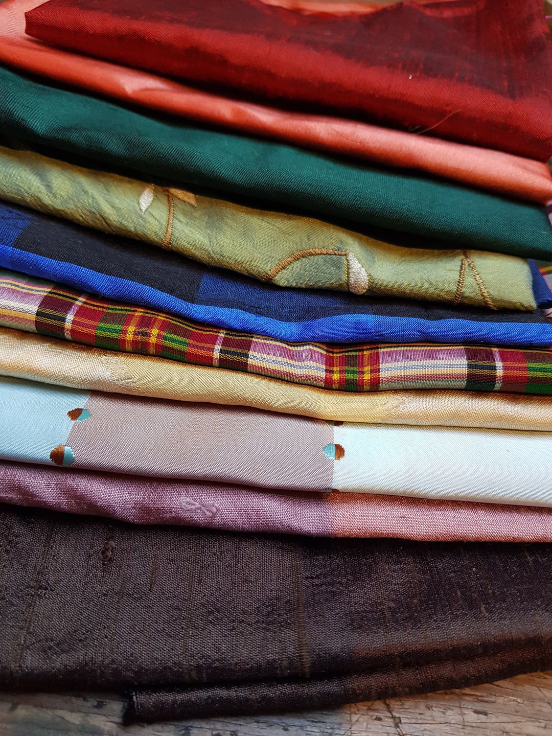 MULTICOLOR SILK ,bundle, Dupioni and Shantung Remnants, Silk Scraps ...