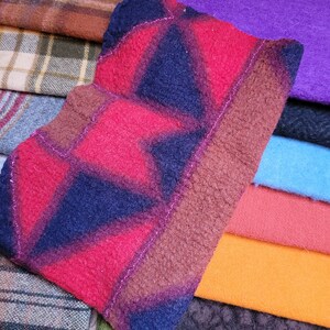 AUTUMN and Check, 12 Pieces Boiled Wool ,FABRICS REMNANTS , Samples for ...