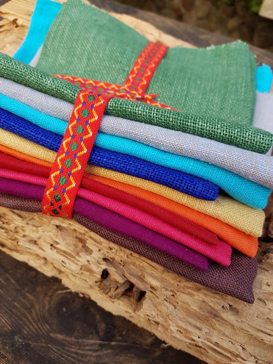 COLORFUL MIST Lightweight Linen Fabric Scraps, Assorted Colorful ...