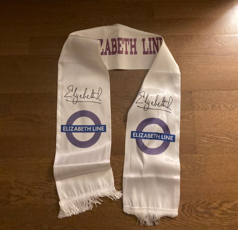 Queen Elizabeth II Signature Scarf Elizabeth Line Crossrail - Etsy
