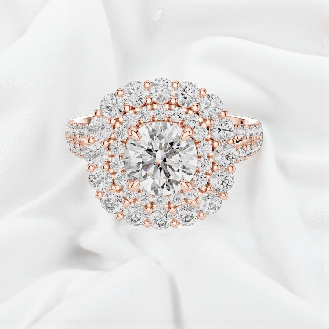 Halo Engagement Ring: Lab Grown Diamond, Split Shank Pave - IGI ...