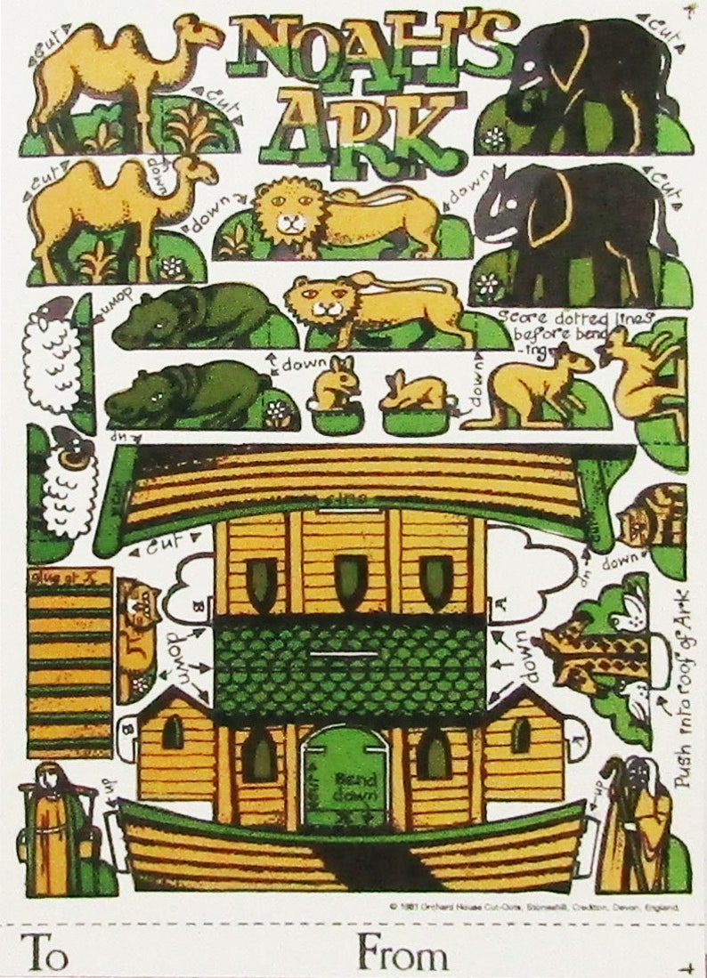 Vintage Noah's Ark Cardboard Cutout Toy 1981 - Etsy