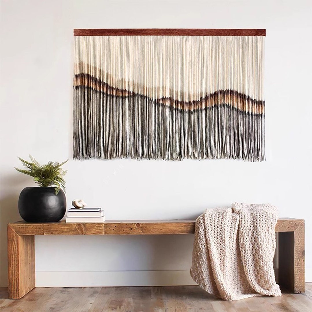 Large Mountain Macrame Wall Hanging, Hand Woven Macrame Decor, Dip Dyed ...