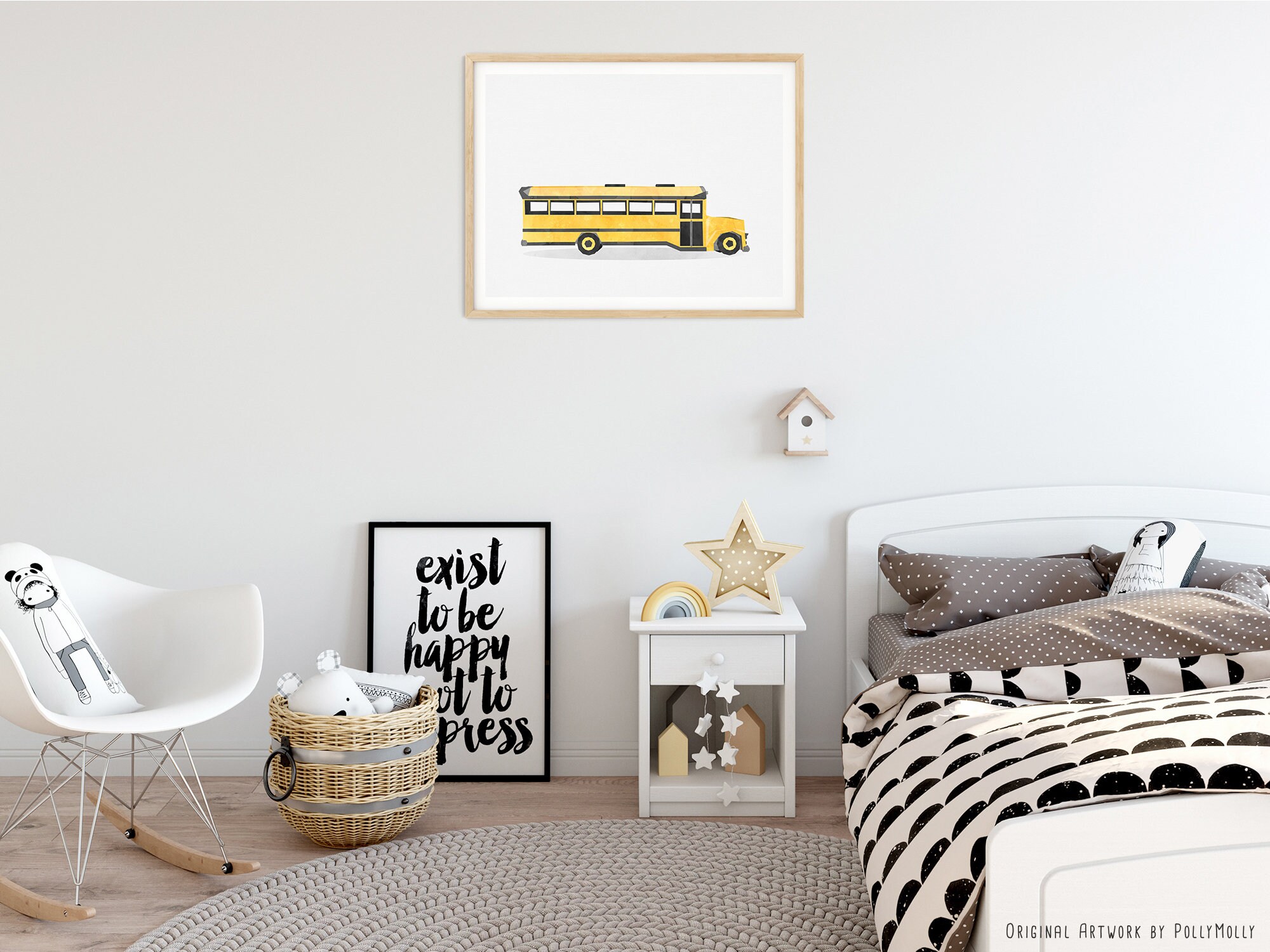 School Bus Wall Art Transportation Print Little Boy Art | Etsy