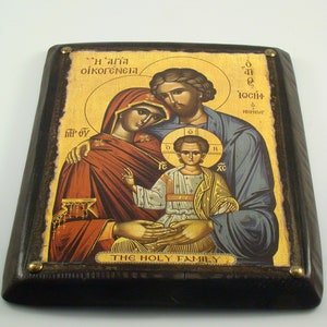 The Holy Family, Handmade Wooden Byzantine Icon, Greek Orthodox Icons ...