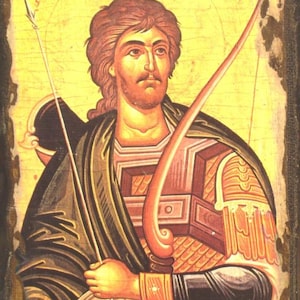 Saint Nikitas the Archer, Handmade Wooden Byzantine Icon, Greek ...