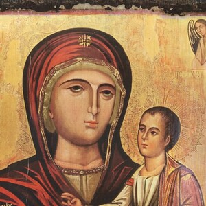Virgin Mary Queen of Angels, Handmade Wooden Byzantine Icon, Greek ...