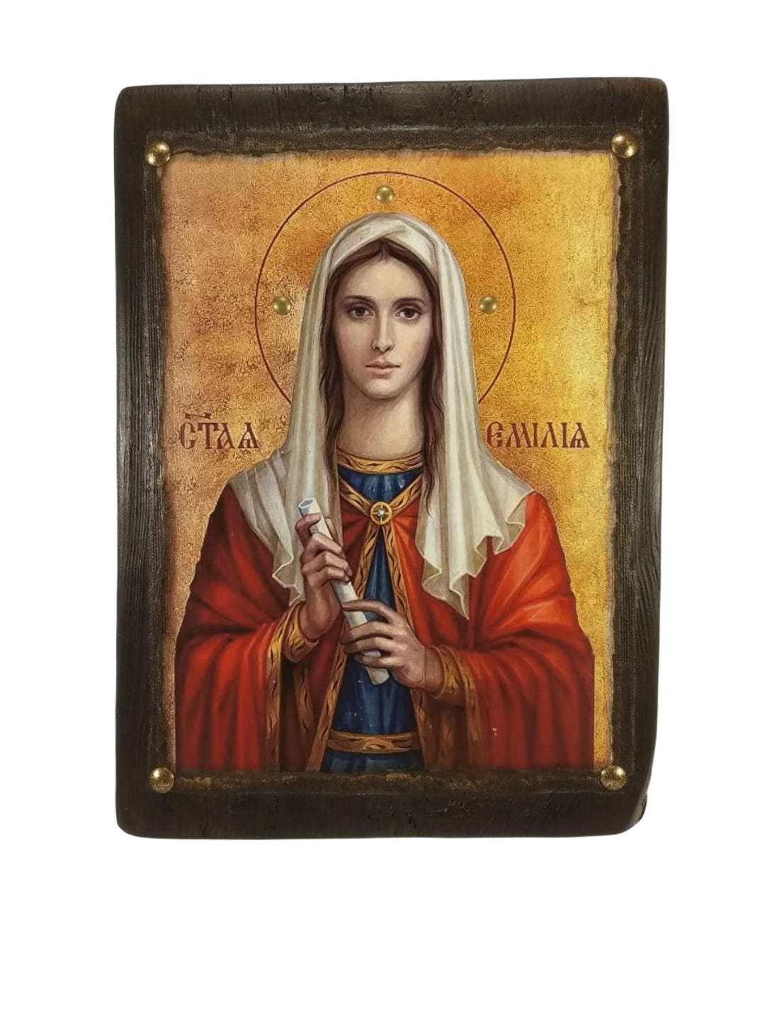 Saint Emelia, Handmade Wooden Byzantine Icon, Greek Orthodox Icons ...