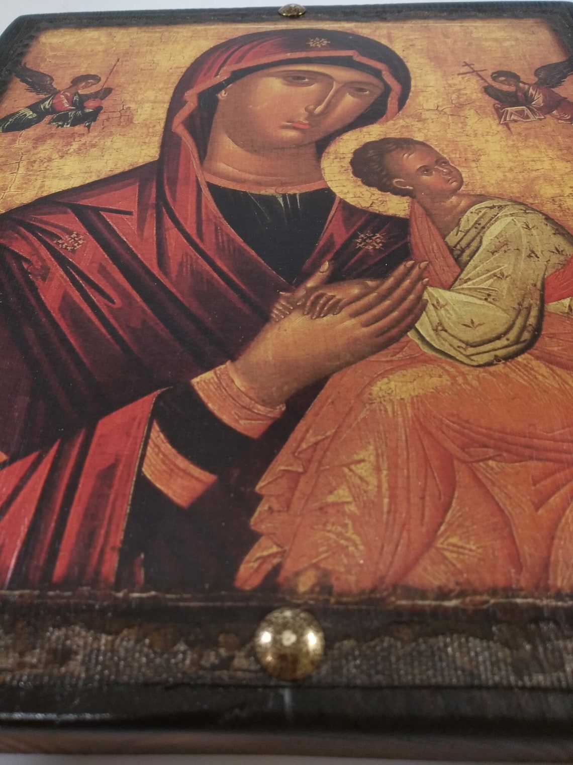 Virgin Mary Queen of Angels Handmade Wooden Byzantine Icon - Etsy