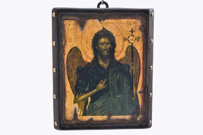 Handmade Wooden Icon: Saint John the Forerunner, Byzantine Religious ...