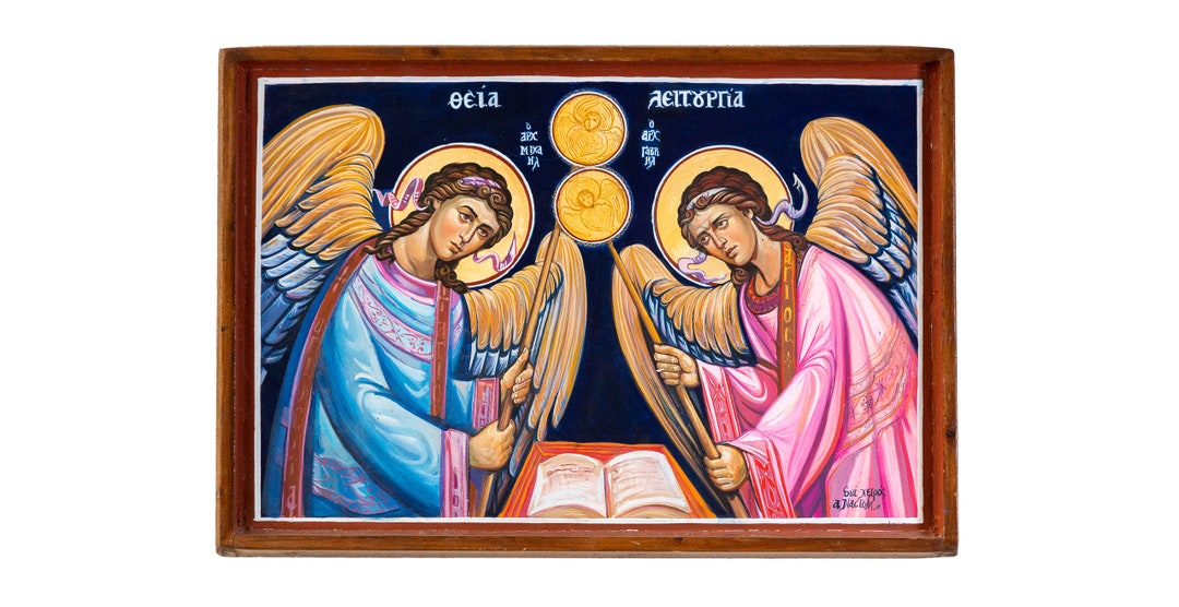 Archangels, Τhe Divine Liturgy Hand Painted Byzantine Icon | Unique ...