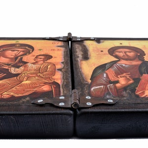 Virgin Mary and Jesus Christ Diptych, Handmade Wooden Byzantine Icons ...