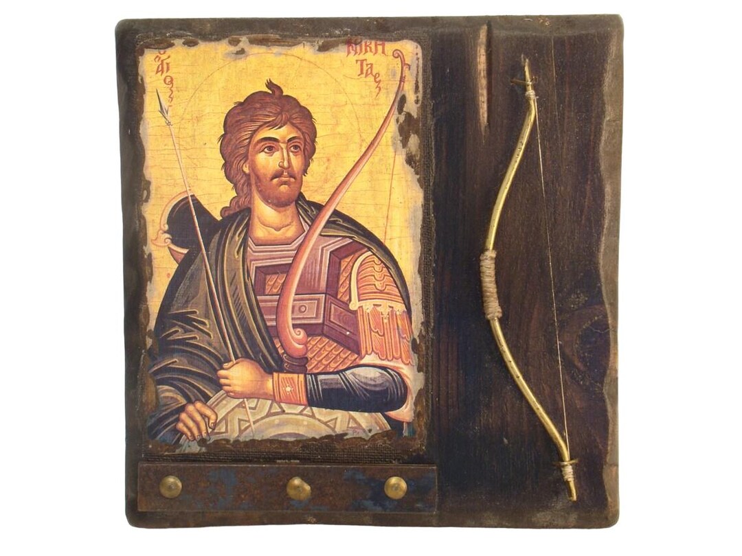 Saint Nikitas the Archer, Handmade Wooden Byzantine Icon, Greek ...