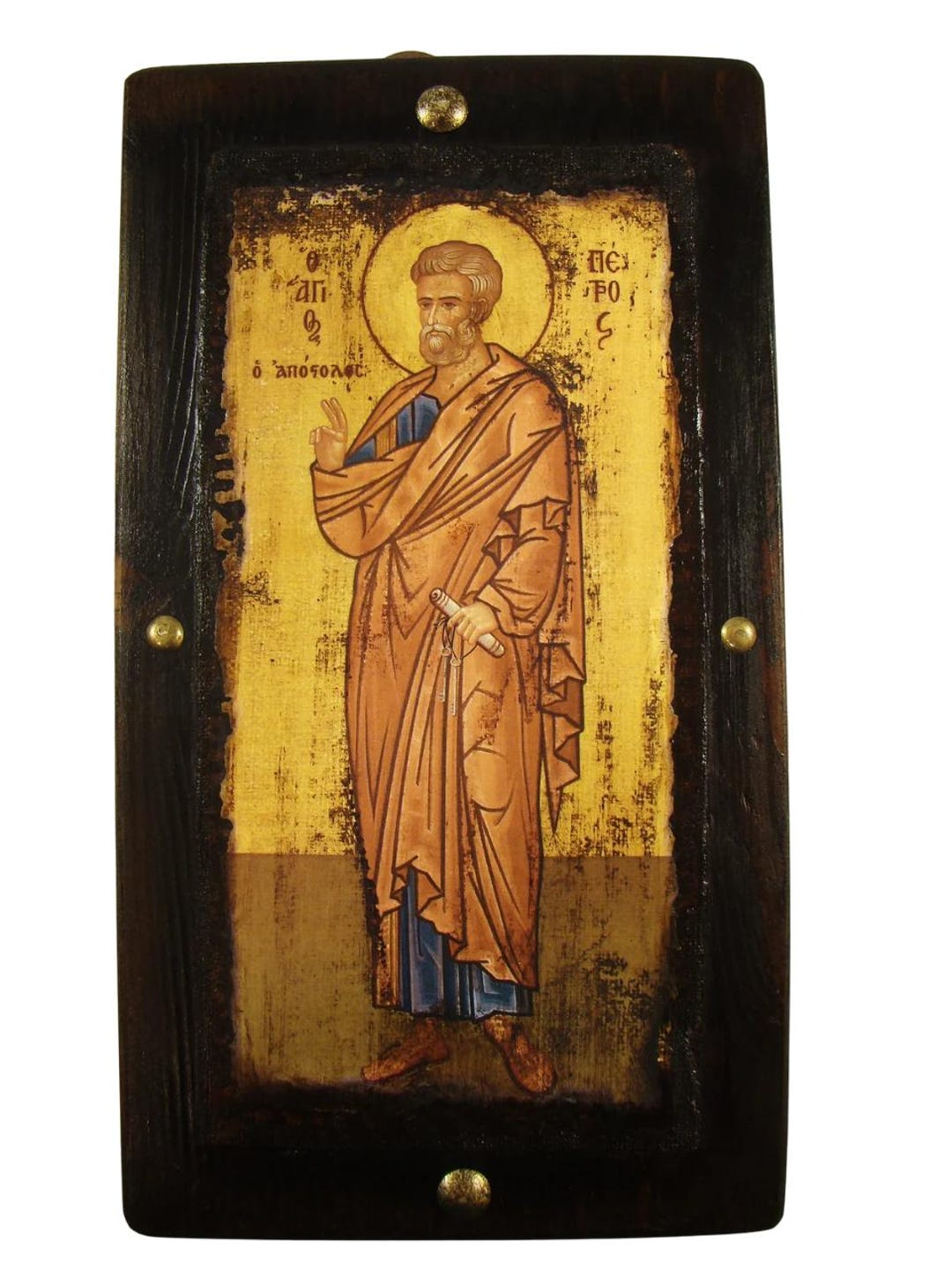Saint Peter the Apostle, Handmade Wooden Byzantine Icon, Greek Orthodox ...